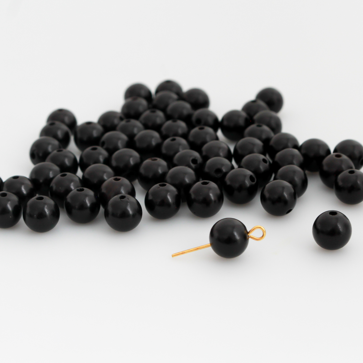 Natural Ebony Wood Beads 8mm Round, Waxed 60pcs – Small Devotions