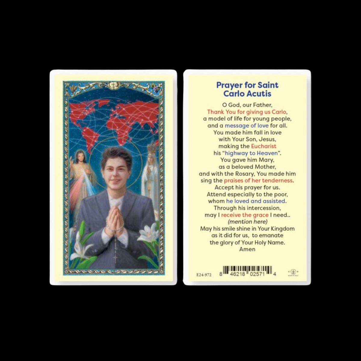 Saint Carlos Acutis Laminated Holy Card – Small Devotions