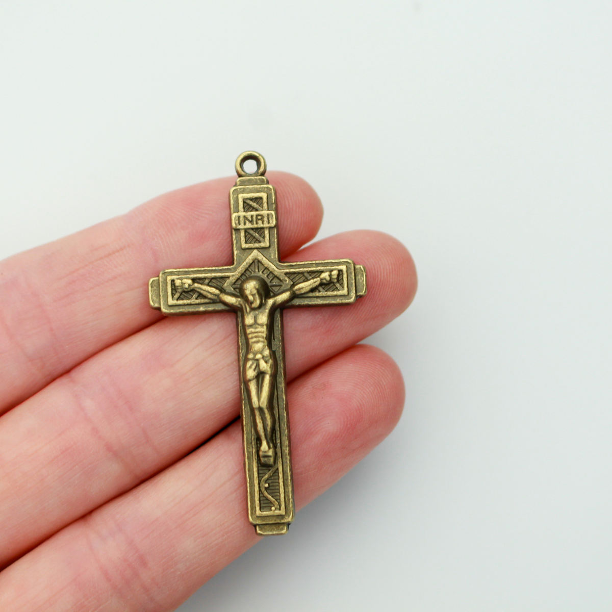 Bronze Fatima Crucifix Crosses 2" Long - Sunburst Nimbus and Vine Deta ...