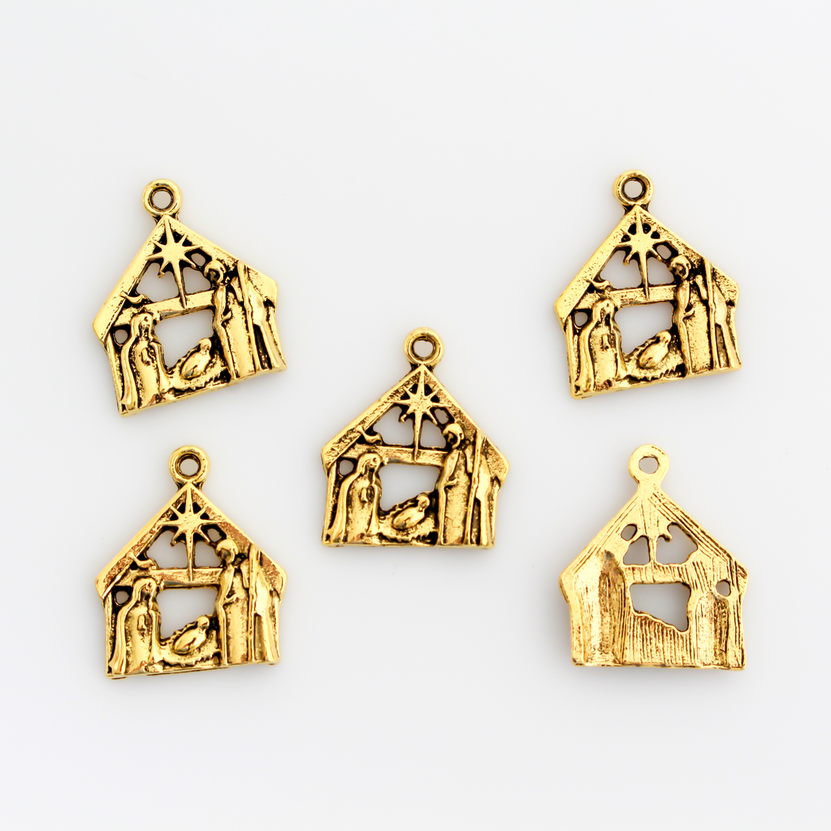 Gold Holy Family Nativity Creche Charms - Christmas Star of Bethlehem ...