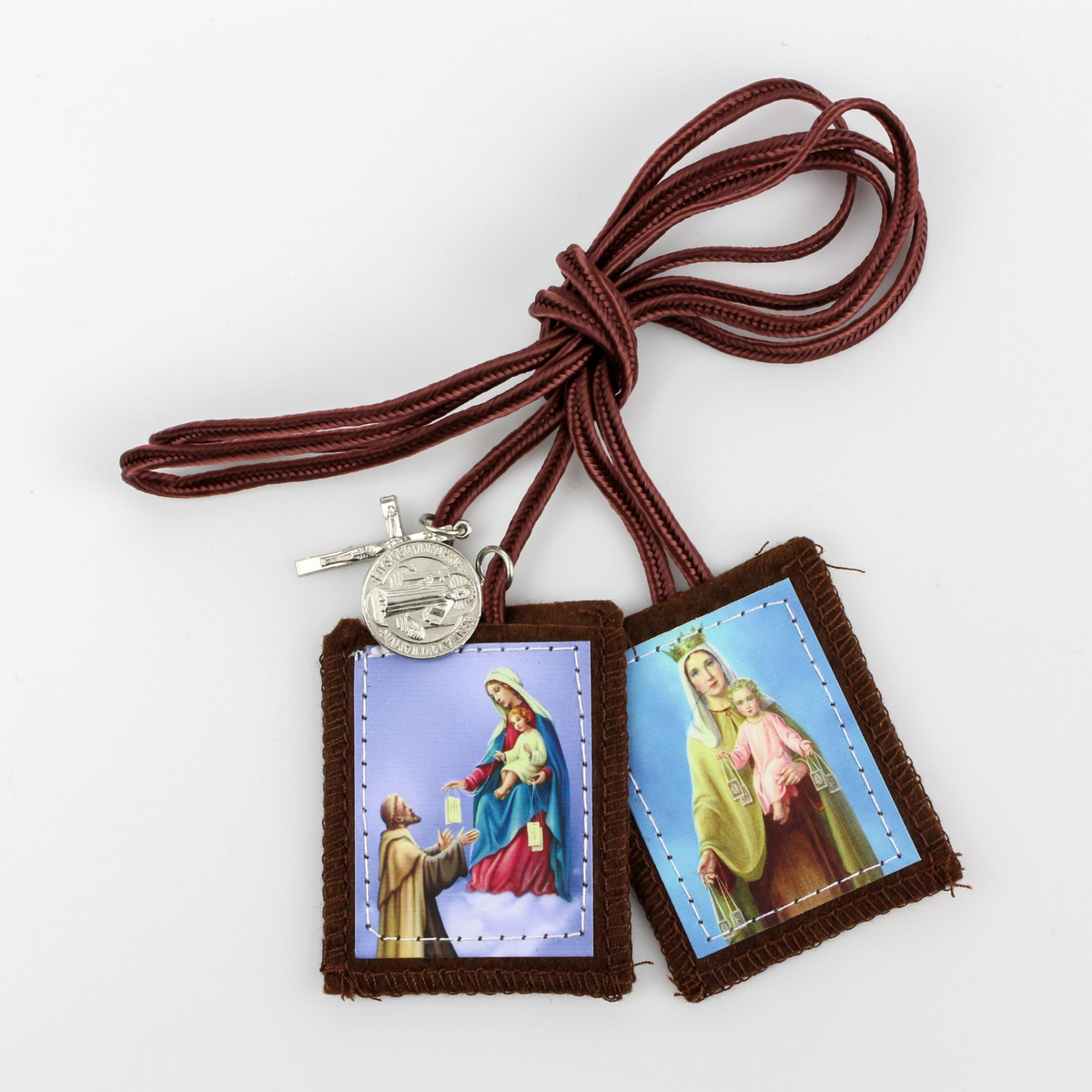 Brown Scapular Our Lady of Mount Carmel Simon Stock with St Benedict M ...