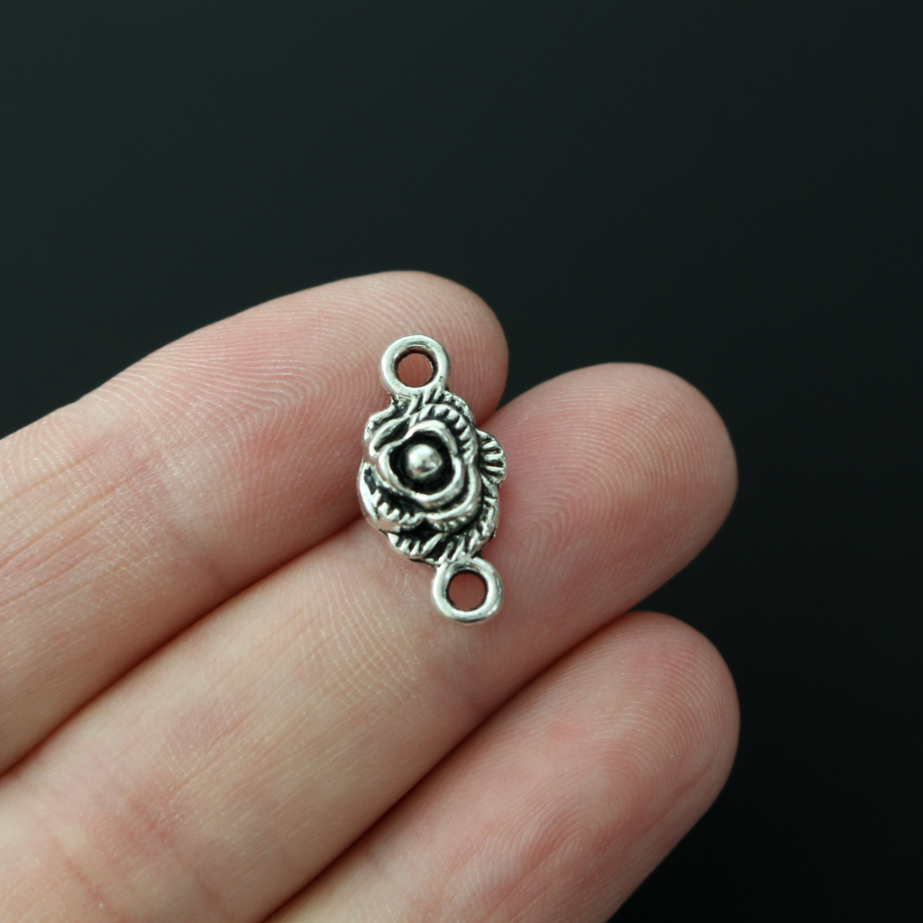 Rose Connector Charms Jewelry Links 19mm Long, 20pcs – Small Devotions