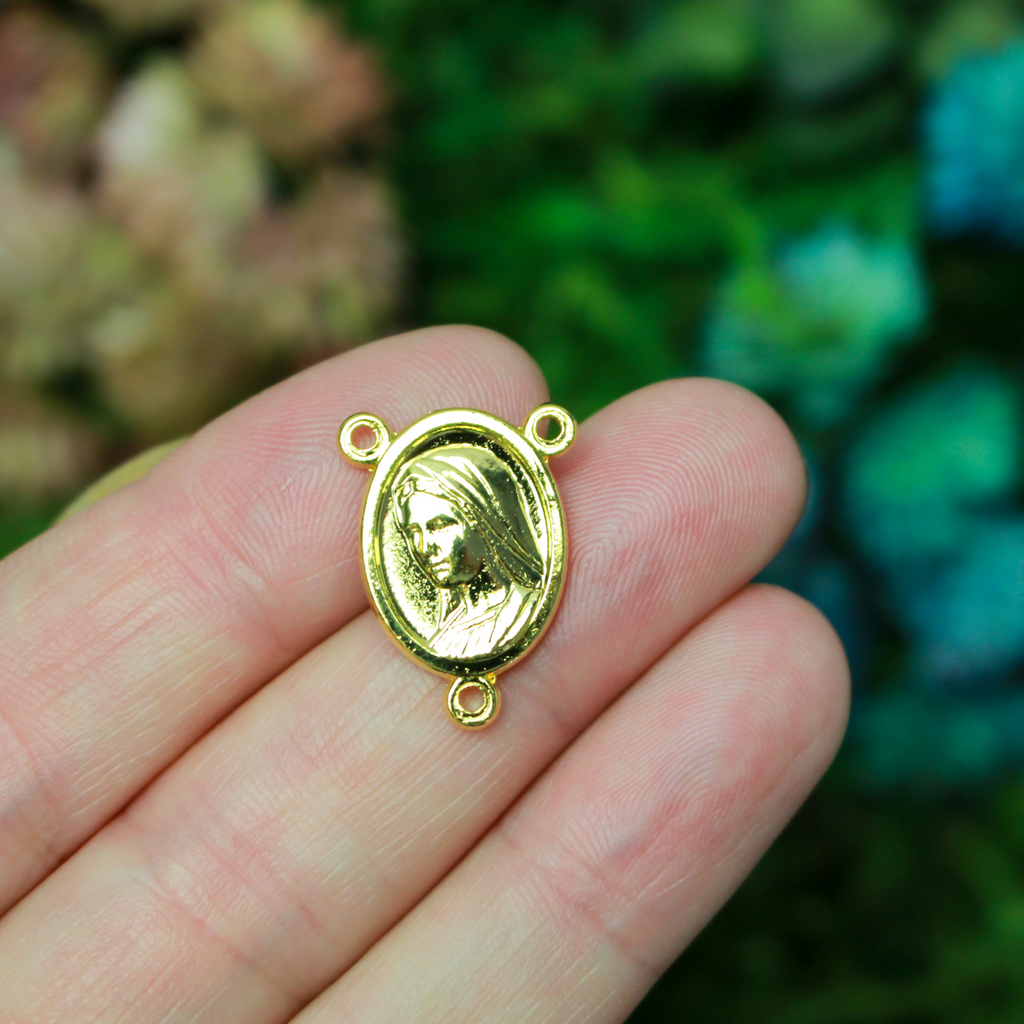 Gold Tone Divine Mercy - Our Lady of Medjugorje Rosary Center Centerpi ...