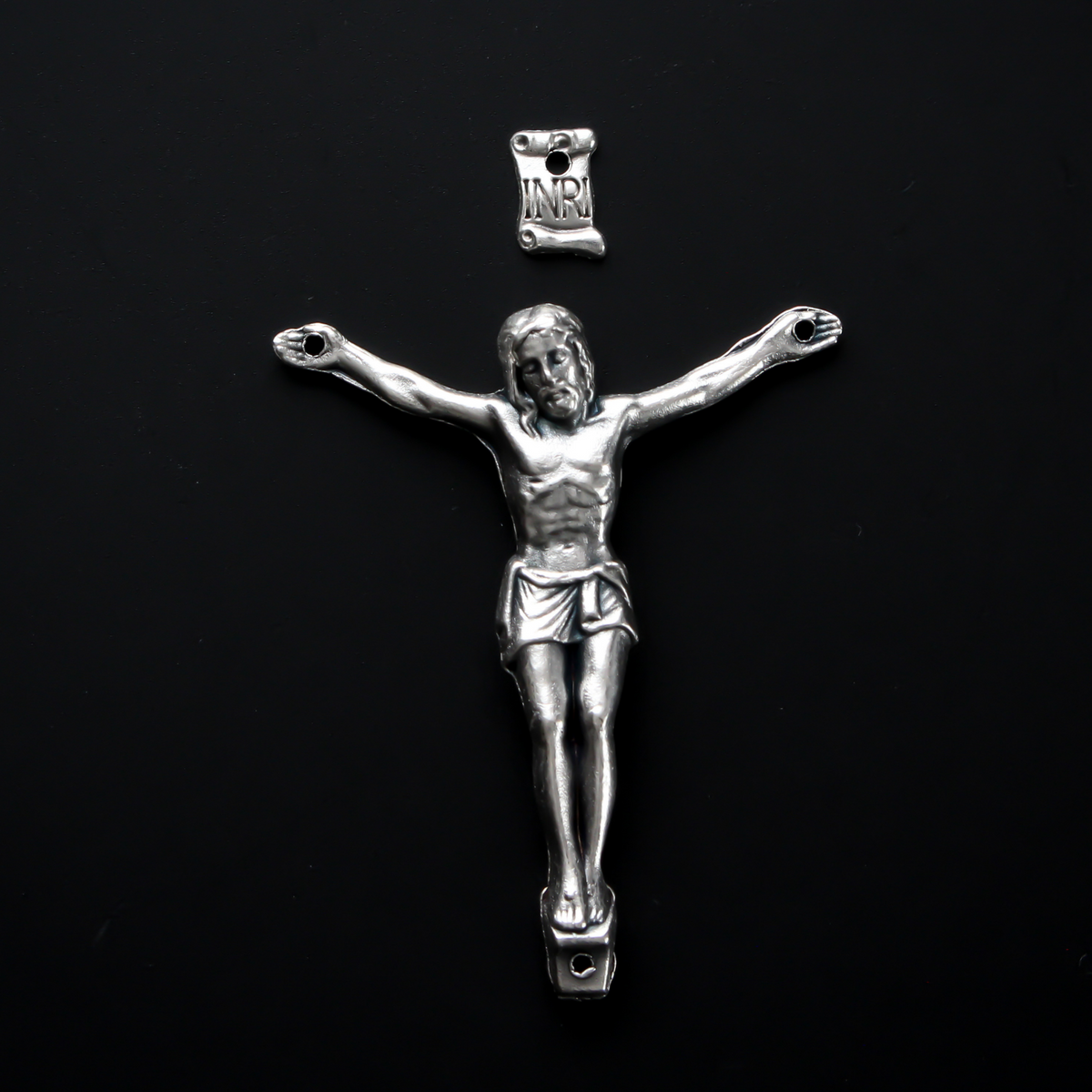 Silver Corpus for Crucifix - Body of Christ DIY 1-5/8" long w/ pre dil ...