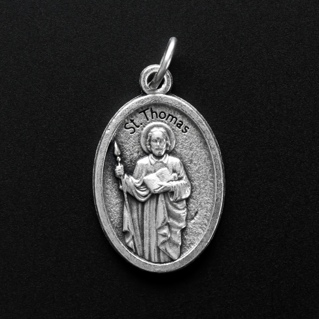 Saint Thomas the Apostle Medal - 1" Oval Oxidized Silver Plated Medal ...