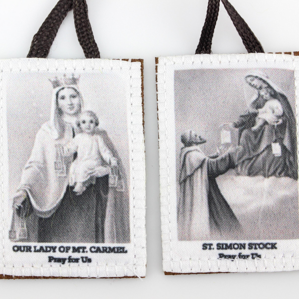Vintage Inspired Brown Scapular of Our Lady of Mount Carmel Simon Stoc ...